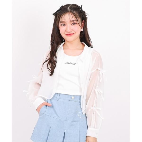 ZOZO問い合わせ番号:106959003ショップ:BABYDOLL，ベビードールブランド:PINKHUNT，ピンクハント商品名:PINKHUNT タンクトップ付き袖リボンシアーシャツ 1673Kカテゴリ:トップス>シャツ/ブラウスブ...