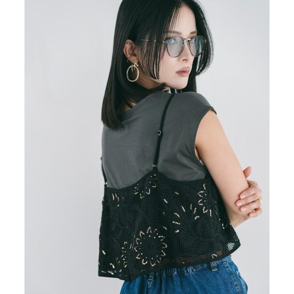 ZOZO問い合わせ番号:106960168ショップ:YECCA VECCA，イェッカ ヴェッカブランド:YECCA VECCA，イェッカヴェッカ商品名:【尾崎紗代子さん着用】[2点SET]刺繍メッシュキャミセットコットンTeeカテゴリ:トッ...