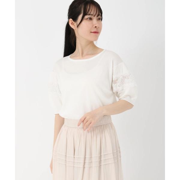ZOZO問い合わせ番号:106961945ショップ:STRAWBERRY-FIELDS，ストロベリーフィールズブランド:STRAWBERRY-FIELDS，ストロベリーフィールズ商品名:サラフィール_シアーレース袖ニットカテゴリ:トップス&...