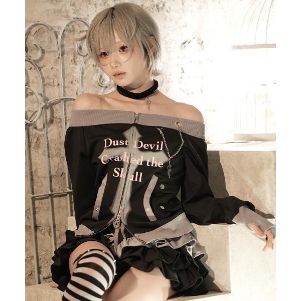 ZOZO問い合わせ番号:106999298ショップ:A'GEM/9 × .kom，エージェムナインブランド:DustDevil，ダストデビル商品名:『DustDevil/ダストデビル』Crash Off-Shoulder/オフショルトップス...