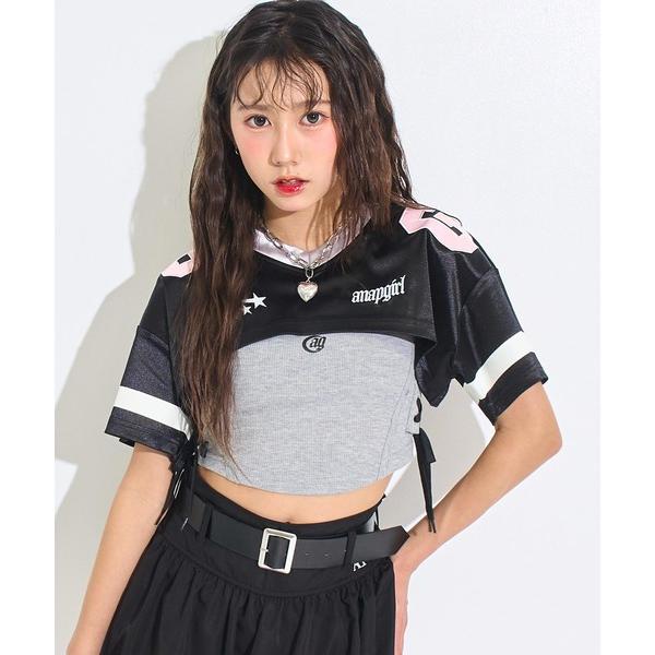 ZOZO問い合わせ番号:107074078ショップ:ANAP，アナップブランド:ANAP GiRL，アナップガール商品名:ショートゲームシャツ × パッド入り ビスチェセットカテゴリ:トップス>アンサンブルブランド品番:918-793...