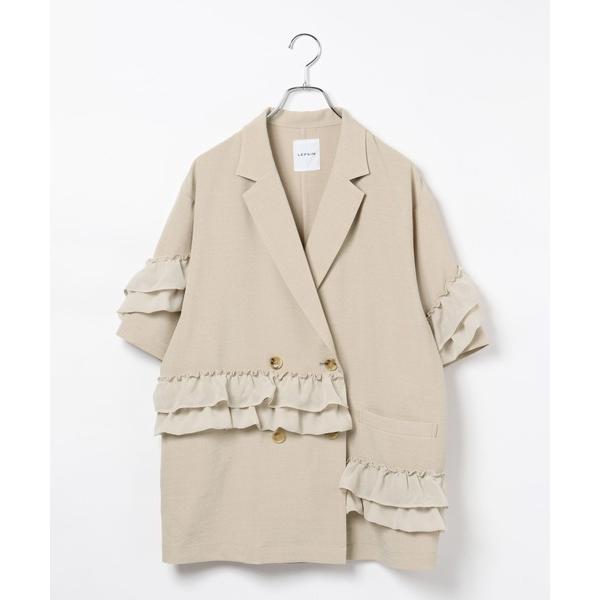 ZOZO問い合わせ番号:107110476ショップ:LEPSIM，レプシィムブランド:LEPSIM，レプシィム商品名:《リネンライクドライシリーズ》フリル5分袖ジャケット　740429カテゴリ:ジャケット/アウター>テーラードジャケッ...