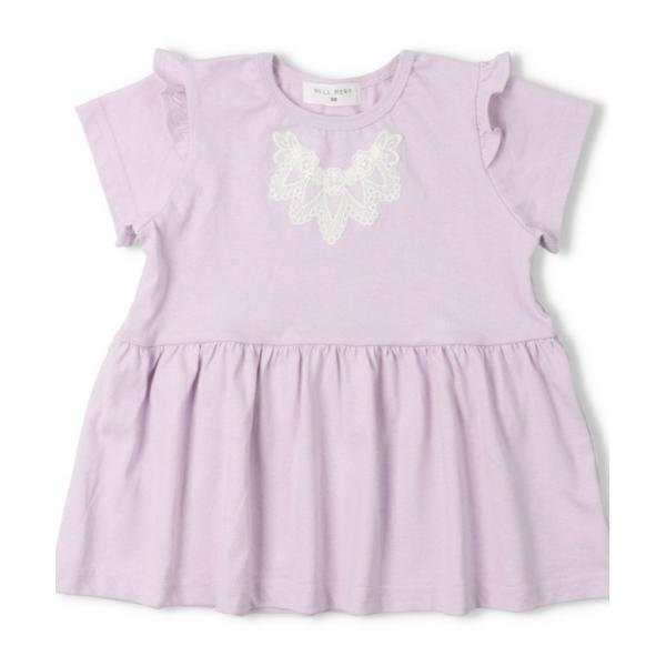 ZOZO問い合わせ番号:107111581ショップ:こどもの森e-shop，コドモノモリイーショップブランド:Will Mery，ウイルメリィ商品名:【WEB限定】レース付肩フリル半袖Tシャツカテゴリ:トップス>Tシャツ/カットソーブ...