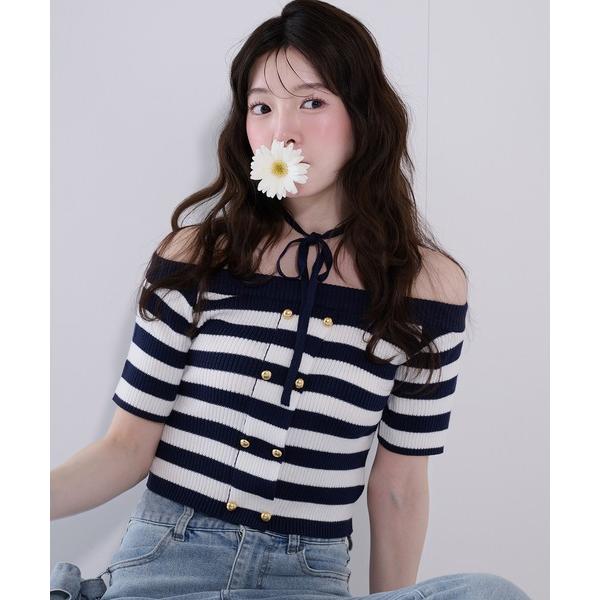 ZOZO問い合わせ番号:107111952ショップ:mideal，マイディールブランド:fupel，フぺル商品名:2way border knit tops / 2wayボーダーニットトップスカテゴリ:トップス>ニット/セーターブラン...