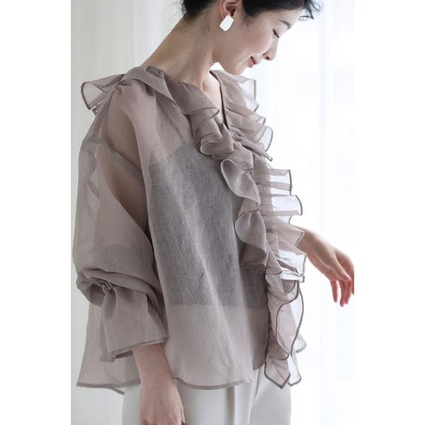 ZOZO問い合わせ番号:107112555ショップ:FRENCH PAVE，フレンチパヴェブランド:CAWAII，カワイイ商品名:流れるフリルのシアーブラウストップスカテゴリ:トップス>シャツ/ブラウスブランド品番:fzp00288o...