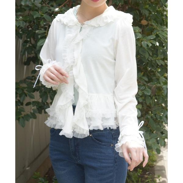ZOZO問い合わせ番号:107113072ショップ:axes femme，アクシーズファムブランド:axes femme，アクシーズファム商品名:ＵＶカットフードフリルカーディガンカテゴリ:トップス>カーディガン/ボレロブランド品番:...