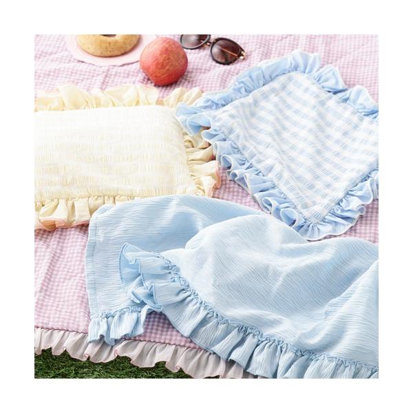 ZOZO問い合わせ番号:107149960ショップ:Francfranc，フランフランブランド:Francfranc，フランフラン商品名:フリルチェックポータブルスロー 1400×1000 ブルー ひざ掛け 持ち運びカテゴリ:インテリア&g...