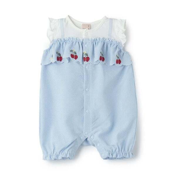 ※このアイテムは返品・交換対象外商品です。ZOZO問い合わせ番号:107150015ショップ:petit main，プティマインブランド:petit main，プティマイン商品名:胸フリルフルーツカバーオールカテゴリ:ママ＆ベビー>ロ...