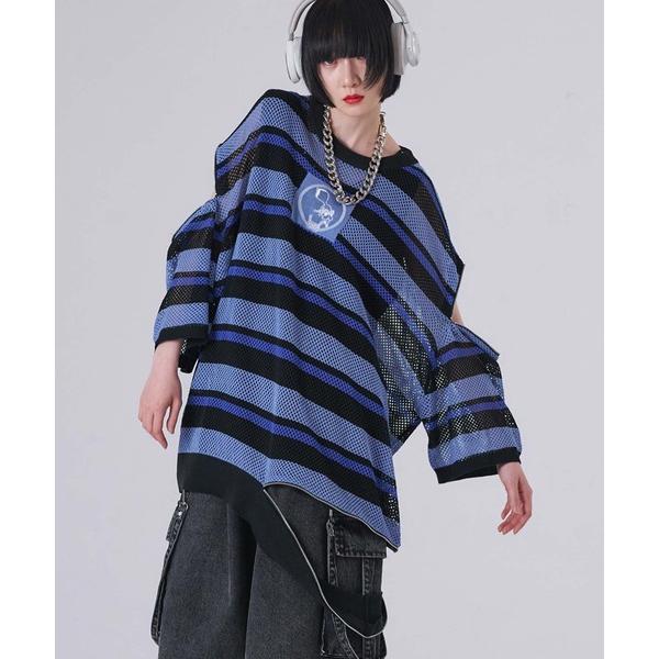 ZOZO問い合わせ番号:107150479ショップ:Ellno Loset，エルノロゼットブランド:狐独，コドク商品名:マルチボーダーメッシュプルオーバーカテゴリ:トップス>ニット/セーターブランド品番:672201素材:アクリル 1...
