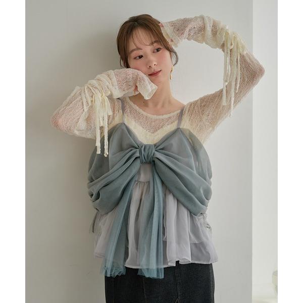 ZOZO問い合わせ番号:107153545ショップ:mideal，マイディールブランド:mideal，マイディール商品名:ribbon long sleeve sheer tops / リボンロングスリーブシアートップスカテゴリ:トップス&...