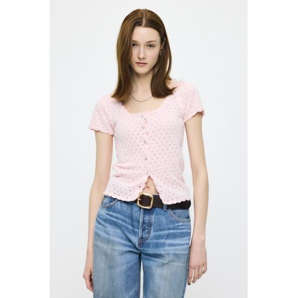 ZOZO問い合わせ番号:107153792ショップ:MOUSSY，マウジーブランド:MOUSSY，マウジー商品名:EYELET BUTTON UP トップスカテゴリ:トップス>ニット/セーターブランド品番:010JS370-2741素...
