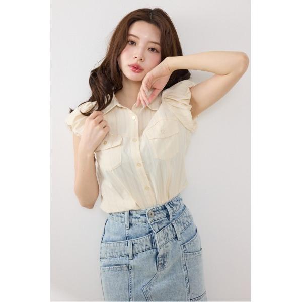 ZOZO問い合わせ番号:107155142ショップ:rienda，リエンダブランド:rienda，リエンダ商品名:【AKB48 行天友莉奈さん着用】バルーンスリーブポケットブラウス　春服 夏服カテゴリ:トップス>シャツ/ブラウスブラン...