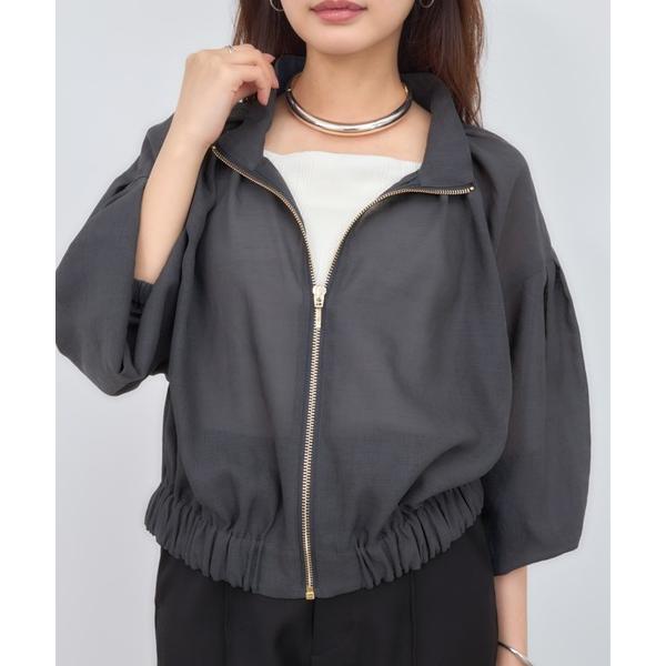 ZOZO問い合わせ番号:107192092ショップ:COHINA STORE，コヒナストアブランド:COHINA，コヒナ商品名:シアーギャザージップブルゾン 【低身長・小柄女性】カテゴリ:ジャケット/アウター>ブルゾンブランド品番:C...