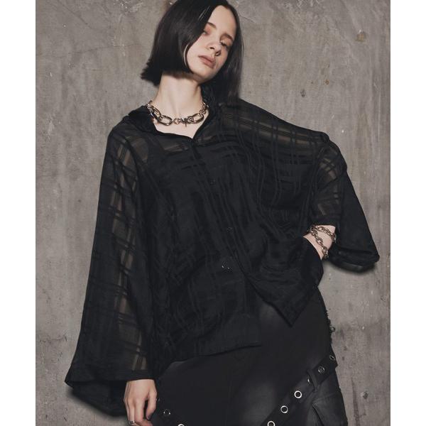 ZOZO問い合わせ番号:107192253ショップ:LILL，リルブランド:ERAR，エラー商品名:【ERAR】オーバーサイズドルマンスリーブシアーチェック半袖シャツカテゴリ:トップス>シャツ/ブラウスブランド品番:er260225素...