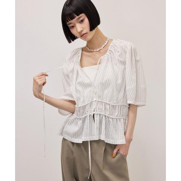 ZOZO問い合わせ番号:107193630ショップ:ADAM ET ROPE'，アダムエロペブランド:ADAM ET ROPE'，アダムエロペ商品名:ウエストギャザーリボンブラウスカテゴリ:トップス>シャツ/ブラウスブランド品番:20...