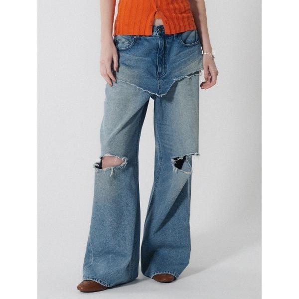ZOZO問い合わせ番号:107193640ショップ:AMERI VINTAGE，アメリビンテージブランド:ELCHELE，エルチェレ商品名:LAYERED E05 DENIMカテゴリ:パンツ>デニムパンツブランド品番:71261082...