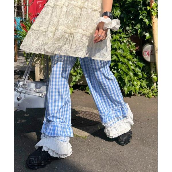 ZOZO問い合わせ番号:107194930ショップ:w closet，ダブルクローゼットブランド:w closet，ダブルクローゼット商品名:【Am企画】【リバイバルアイテム/EC限定カラー】ふりふりギンガムチェックパンツカテゴリ:パンツ&...