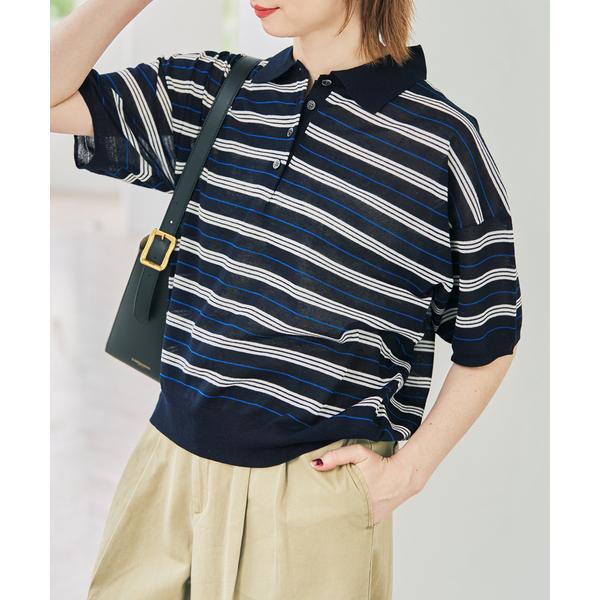 ZOZO問い合わせ番号:107195913ショップ:Spick &amp; Span，スピック アンド スパンブランド:Spick &amp; Span，スピックアンドスパン商品名:シアーマルチボーダーポロシャツニットカテゴリ:トップス&g...