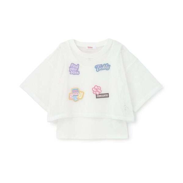 ZOZO問い合わせ番号:107231322ショップ:NARUMIYA ONLINE，ナルミヤ オンラインブランド:PINK-latte，ピンクラテ商品名:【接触冷感(インナーのみ）】ワッペンメッシュ半袖T＋タンクセットカテゴリ:トップス&g...