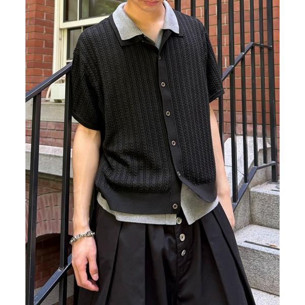ZOZO問い合わせ番号:107231785ショップ:kutir，クティールブランド:kutir，クティール商品名:CABLE KNIT LAYERED SHIRT／ケーブル編みレイヤードシャツカテゴリ:トップス>シャツ/ブラウスブラン...