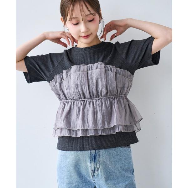 ZOZO問い合わせ番号:107232531ショップ:Auntie Rosa，アンティローザブランド:mil，ミル商品名:オーガンジー ビスチェ ドッキング トップス /レイヤード風 【587205】カテゴリ:トップス>Tシャツ/カット...