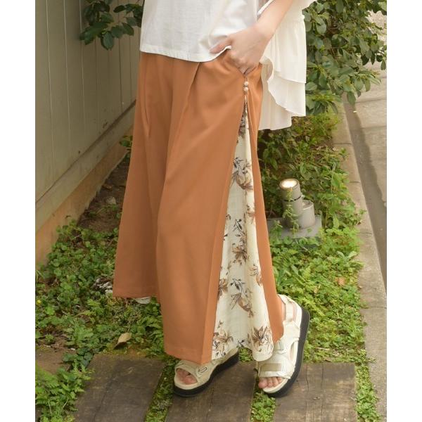 ZOZO問い合わせ番号:107234034ショップ:axes femme，アクシーズファムブランド:axes femme，アクシーズファム商品名:サイド花柄切替ワイドパンツカテゴリ:パンツ>その他パンツブランド品番:TS242X119...
