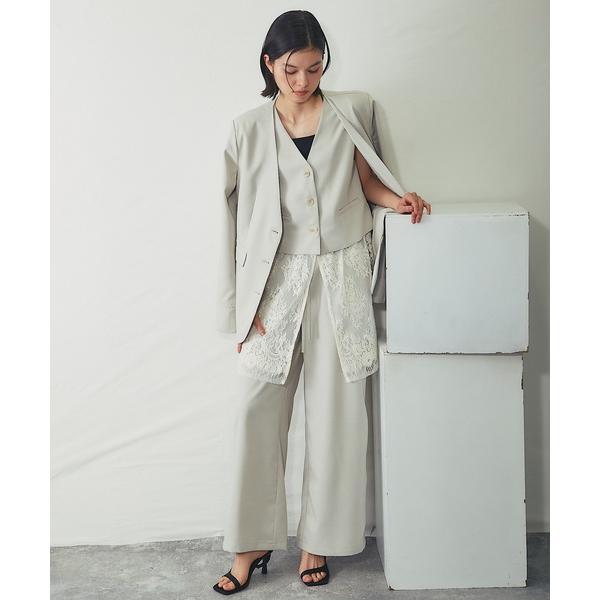 ZOZO問い合わせ番号:107235024ショップ:SMILE ORCHID，スマイルオーキッドブランド:SMILE ORCHID，スマイルオーキッド商品名:レース付ジレ＆ノーカラージャケット＆ワイドパンツ３点セットアップカテゴリ:フォーマ...