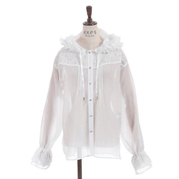 ZOZO問い合わせ番号:107345742ショップ:axes femme，アクシーズファムブランド:axes femme，アクシーズファム商品名:フリルフードシアーシャツカテゴリ:トップス>シャツ/ブラウスブランド品番:TY91X22...