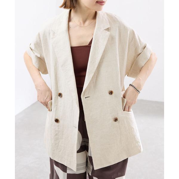 ZOZO問い合わせ番号:107345885ショップ:IENA，イエナブランド:IENA，イエナ商品名:ウォッシャブル リネン混Wハーフジャケットカテゴリ:ジャケット/アウター>テーラードジャケットブランド品番:260109005020...