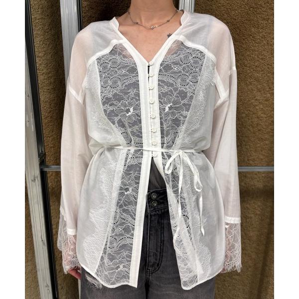 ZOZO問い合わせ番号:107346871ショップ:AMERI VINTAGE，アメリビンテージブランド:Ameri，アメリ商品名:＜ ZOZOTOWN限定 ＞ SHEER COTTON SILK LACE BLOUSEカテゴリ:トップス&...