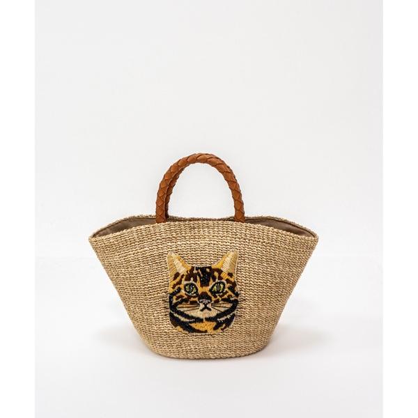 ZOZO問い合わせ番号:107347565ショップ:Rivel，リヴェルブランド:VIOLAd'ORO，ヴィオラドーロ商品名:【VIOLAd'ORO/ヴィオラドーロ】かごバッグ　刺繍ワッペン入りアバカ製　トートバッグ　ネコ　パグカテゴリ:バ...