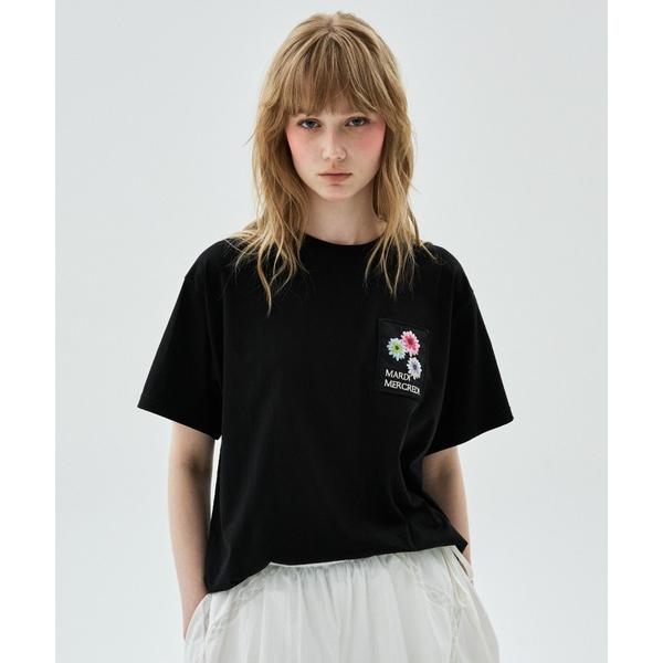 ZOZO問い合わせ番号:107347880ショップ:Mardi Mercredi，マルディメクルディブランド:Mardi Mercredi，マルディメクルディ商品名:TSHIRT FLOWER PATCH / Tシャツ フラワー パッチカテ...