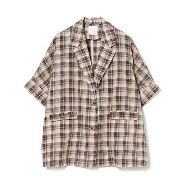 ZOZO問い合わせ番号:107384001ショップ:BEAMS HEART，ビームスハートブランド:BEAMS HEART，ビームスハート商品名:フレンチ 半袖 チェック ジャケットカテゴリ:ジャケット/アウター>テーラードジャケット...