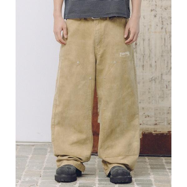 ZOZO問い合わせ番号:107386428ショップ:MSG，エムエスジーブランド:THRASHER，スラッシャー，MSG，エムエスジー商品名:THRASHER×MSG 別注 ダブルニーパンツ ウォッシュ加工/ウォバッシュ/ツイルカテゴリ:パ...