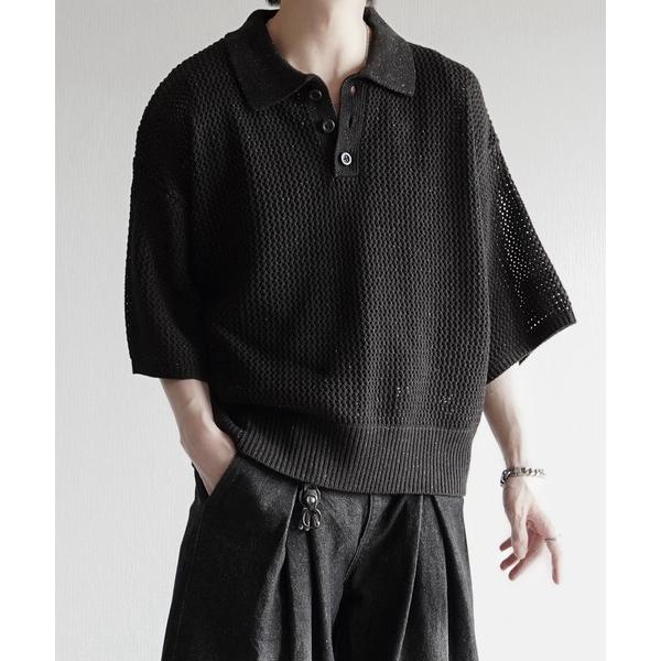 ZOZO問い合わせ番号:107387279ショップ:Art re A，アトリエブランド:ELLUV，エルブ商品名:【ELLUV/エルヴ】エレガンスラメシアー ショート丈 半袖ニットポロシャツカテゴリ:トップス>ポロシャツブランド品番:...