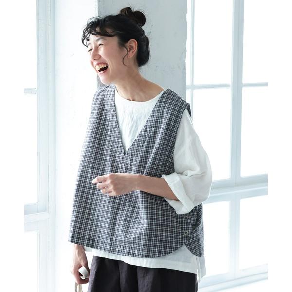 ZOZO問い合わせ番号:107387440ショップ:soulberry，ソウルベリーブランド:soulberry，ソウルベリー商品名:夏仕立てのチェックなベストカテゴリ:トップス>ベストブランド品番:v5b0079素材:綿70%/麻3...