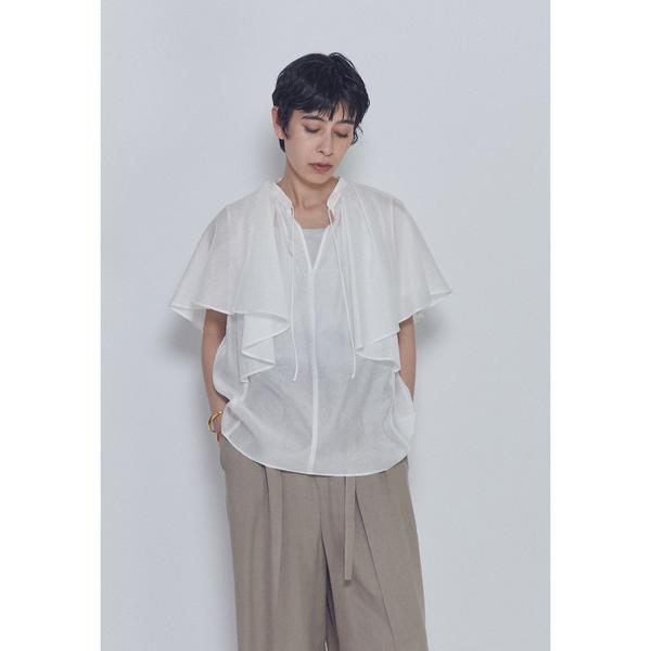 ZOZO問い合わせ番号:107424043ショップ:1er Arrondissement，プルミエ　アロンディスモンブランド:1er Arrondissement，プルミエアロンディスモン商品名:シアーキュプラシルクラッフルブラウスカテゴリ...
