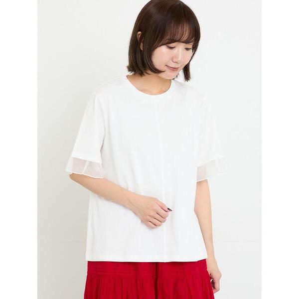 ZOZO問い合わせ番号:107424708ショップ:Samansa Mos2，サマンサ モスモスブランド:Samansa Mos2，サマンサ モスモス商品名:【接触冷感】袖オーガンジー切り替えTシャツカテゴリ:トップス>Tシャツ/カッ...