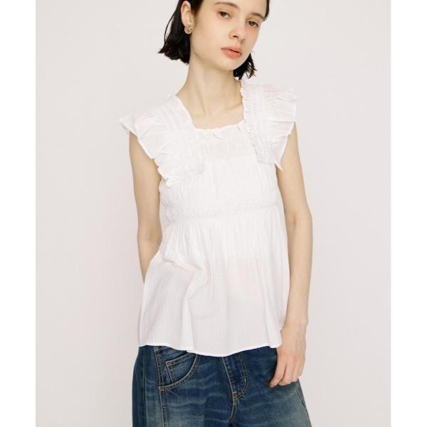 ZOZO問い合わせ番号:107463401ショップ:SLY，スライブランド:SLY，スライ商品名:SEERSUCKER ARM FRILL TOPS シアーサッカーアームフリルトップス 春服 夏服カテゴリ:トップス>シャツ/ブラウスブ...