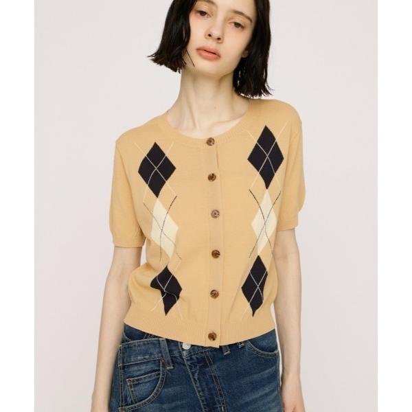 ZOZO問い合わせ番号:107463413ショップ:SLY，スライブランド:SLY，スライ商品名:ARGYLE FRONT BUTTON KNIT TOPS アーガイルフロントボタンニットトップス 春服 夏服 サマーニットカテゴリ:トップス...