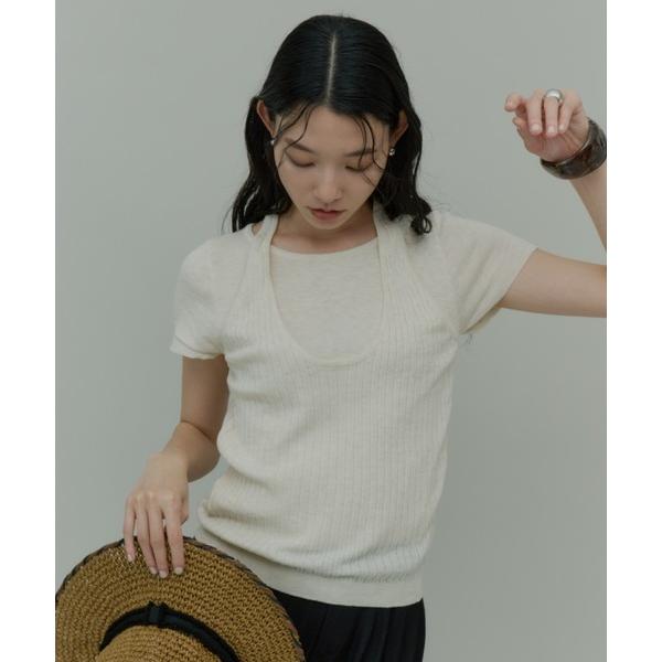 ZOZO問い合わせ番号:107502473ショップ:Avenue，アヴェニューブランド:Plumel，プルメル商品名:Halter Neck Layered Knit T Tops / ホルターレイヤードニットトップスカテゴリ:トップス&g...