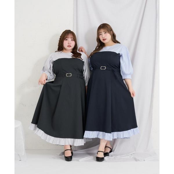 ZOZO問い合わせ番号:107502895ショップ:Pal elfy，パルエルフィーブランド:Louiosy，ルオシー商品名:【Louiosy】【大きいサイズ】ベルト付きシャツドッキングワンピースカテゴリ:ワンピース/ドレス>ワンピー...