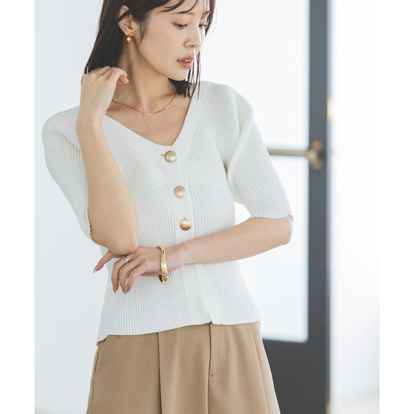 ZOZO問い合わせ番号:107503501ショップ:Spick &amp; Span，スピック アンド スパンブランド:NOBLE，ノーブル商品名:《追加》ゴールドボタンVネックリブニットカテゴリ:トップス>カーディガン/ボレロブラン...