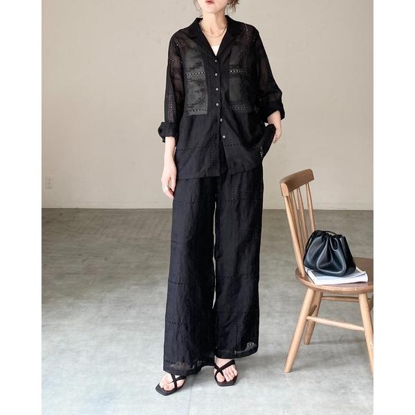 『タイムセール実施中』ZOZO問い合わせ番号:107503517ショップ:wears，ウェアーズブランド:She's Closet，シーズクローゼット商品名:花柄 刺繍 レース エンブロイダリー テーラード シアー シャツジャケット ワイド...