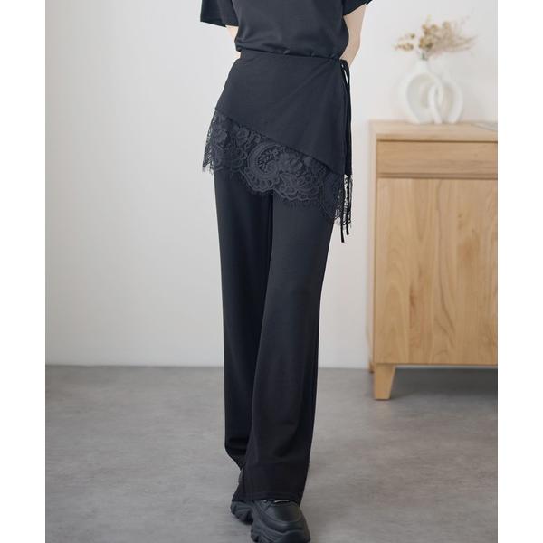 『タイムセール実施中』ZOZO問い合わせ番号:107506187ショップ:Lace Ladies，レースレディースブランド:DAYRA，デイラ商品名:レース ラップ スカート付き スウェット フレア パンツカテゴリ:パンツ>スウェット...