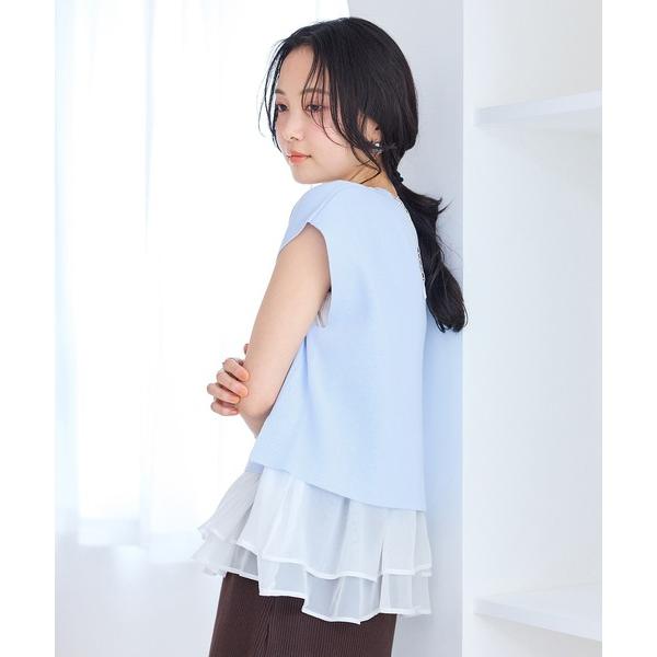 ZOZO問い合わせ番号:107507492ショップ:VIS，ビスブランド:VIS，ビス商品名:オーガンジードッキングフレンチニットカテゴリ:トップス>ニット/セーターブランド品番:2026-A-BVM16410素材:（本体） レーヨン...