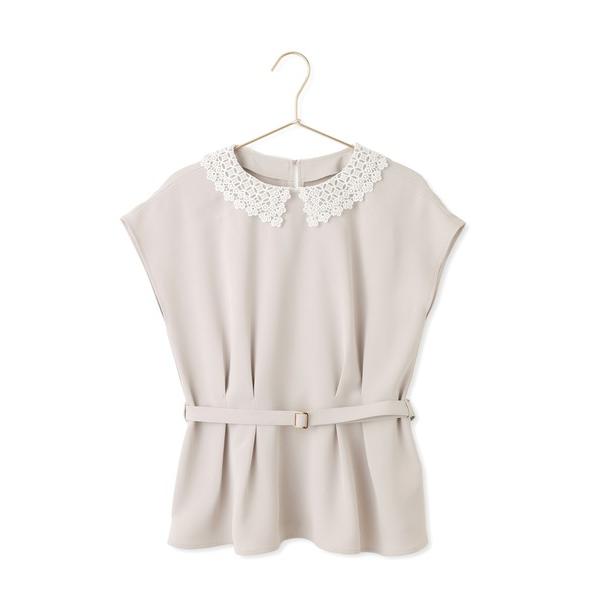 ZOZO問い合わせ番号:107532082ショップ:ROPE' PICNIC，ロぺピクニックブランド:ROPE' PICNIC，ロペピクニック商品名:襟レースフレンチスリーブブラウス/UVカットカテゴリ:トップス>シャツ/ブラウスブラ...