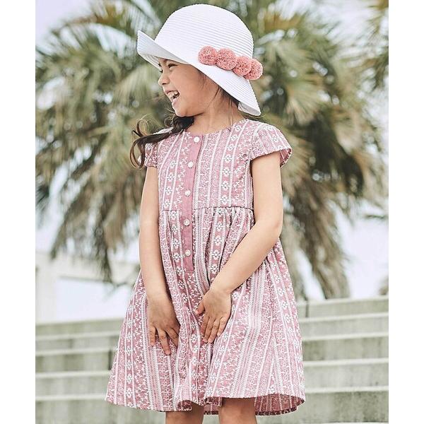 『セール実施中』ZOZO問い合わせ番号:107543431ショップ:BEBE ONLINE STORE，ベベ オンラインストアブランド:BeBe，ベベ商品名:【お揃い】シャンブレーレース刺しゅうストライプワンピースカテゴリ:ワンピース/ドレ...