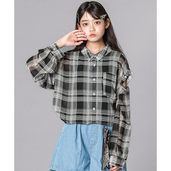 『タイムセール実施中』ZOZO問い合わせ番号:107543476ショップ:BEBE ONLINE STORE，ベベ オンラインストアブランド:ZIDDY，ジディ商品名:シアー短丈チェックシャツ＆タンクトップスセット(130~160cm)カテ...