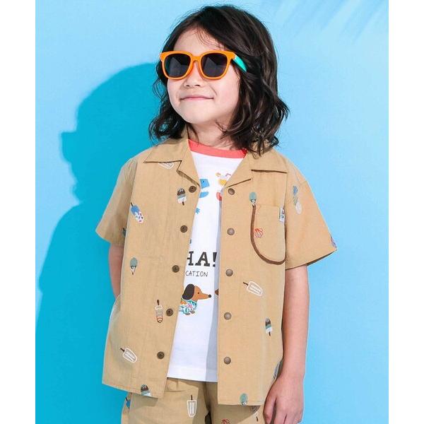 ZOZO問い合わせ番号:107543483ショップ:BEBE ONLINE STORE，ベベ オンラインストアブランド:SLAP SLIP，スラップスリップ商品名:【接触冷感/お揃い】アイス貝殻総柄刺しゅう切り替え半袖開襟シャツ(80~13...